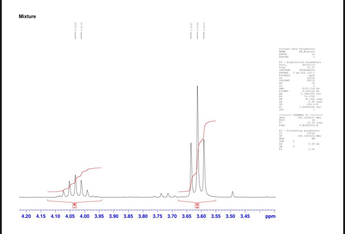 Part 1 - 1D proton NMR Mixture assigned (letter): Ke | Chegg.com