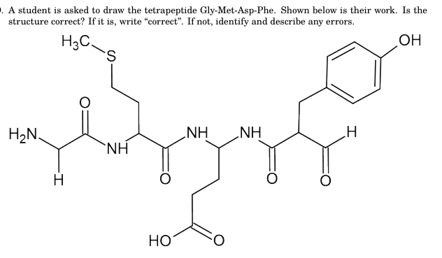 Solved A student is asked to draw the tetrapeptide | Chegg.com