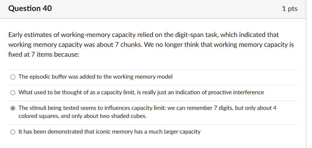 Solved Early estimates of working-memory capacity relied on | Chegg.com