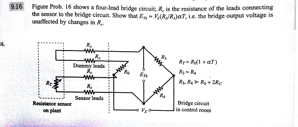 Solved Figure Prob. 16 shows a four-lead bridge circuit; R, | Chegg.com
