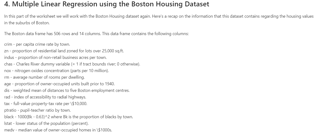 Solved 4 Multiple Linear Regression Using The Boston 3735
