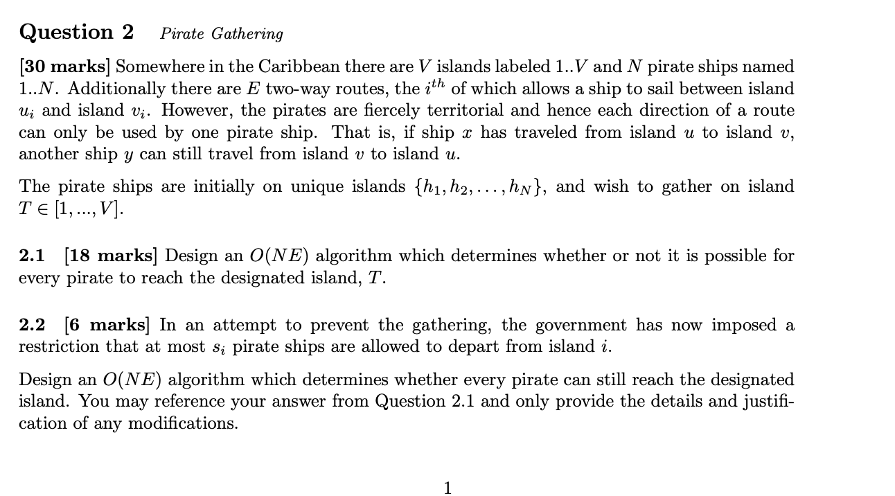 Question 2 Pirate Gathering [30 marks] Somewhere in | Chegg.com