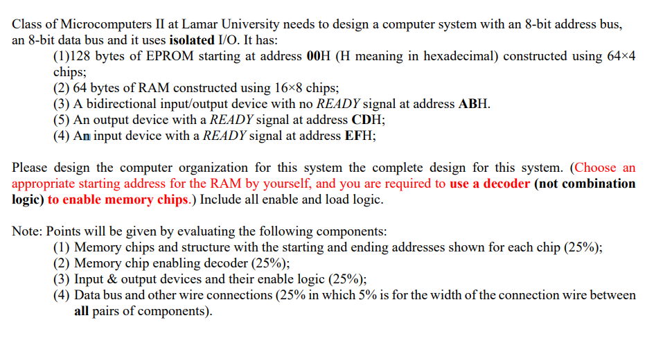 Solved Class of Microcomputers II at Lamar University needs | Chegg.com