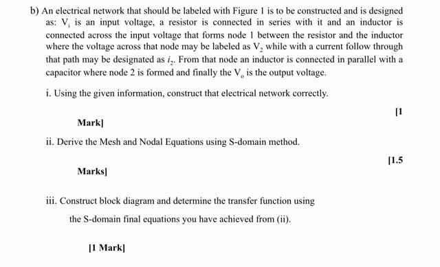 Solved b) An electrical network that should be labeled with | Chegg.com
