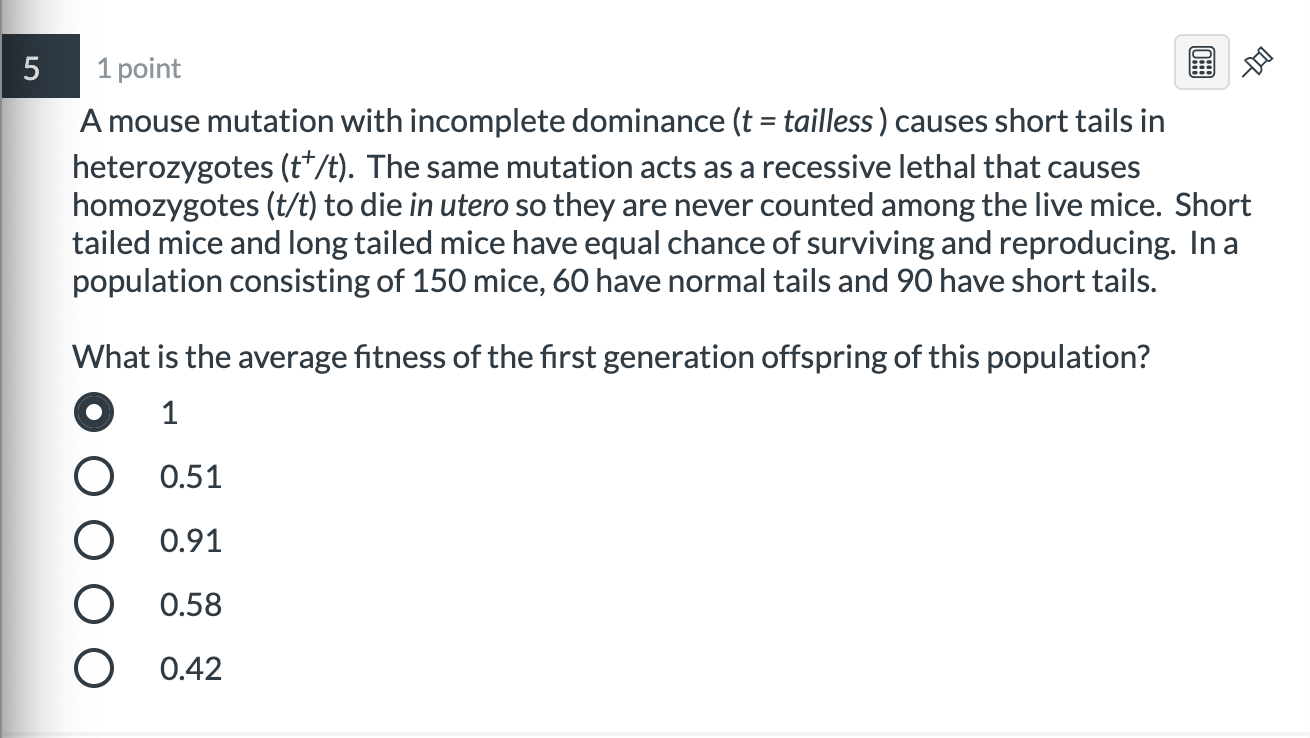 Solved A mouse mutation with incomplete dominance (t = | Chegg.com