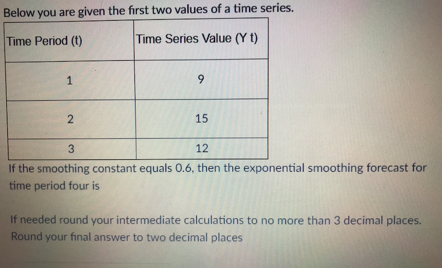 Solved Below you are given the first two values of a time | Chegg.com