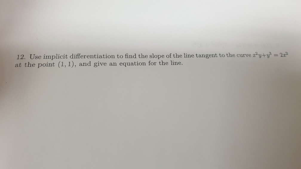 Solved 12. Use implicit differentiation to find the slope of | Chegg.com