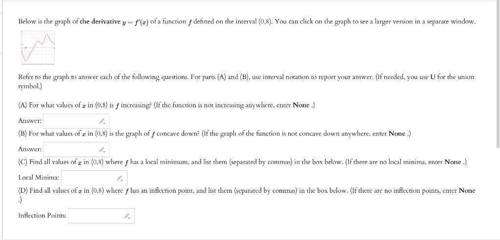 Solved Below is the graph of the derivative y=f′(x) of a | Chegg.com