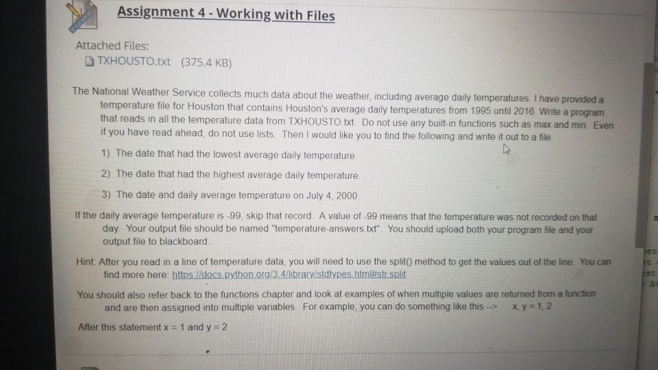 Assignment 4-Working with Files Attached Files | Chegg.com