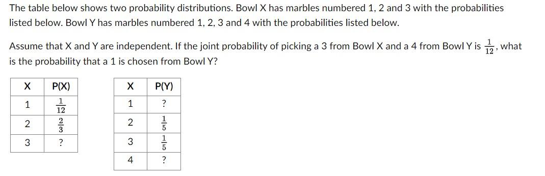 Solved The table below shows two probability distributions. | Chegg.com