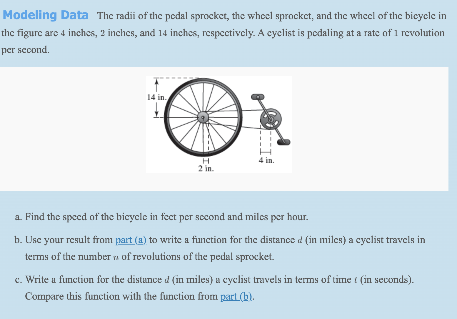 Solved Modeling Data The radii of the pedal sprocket, the | Chegg.com