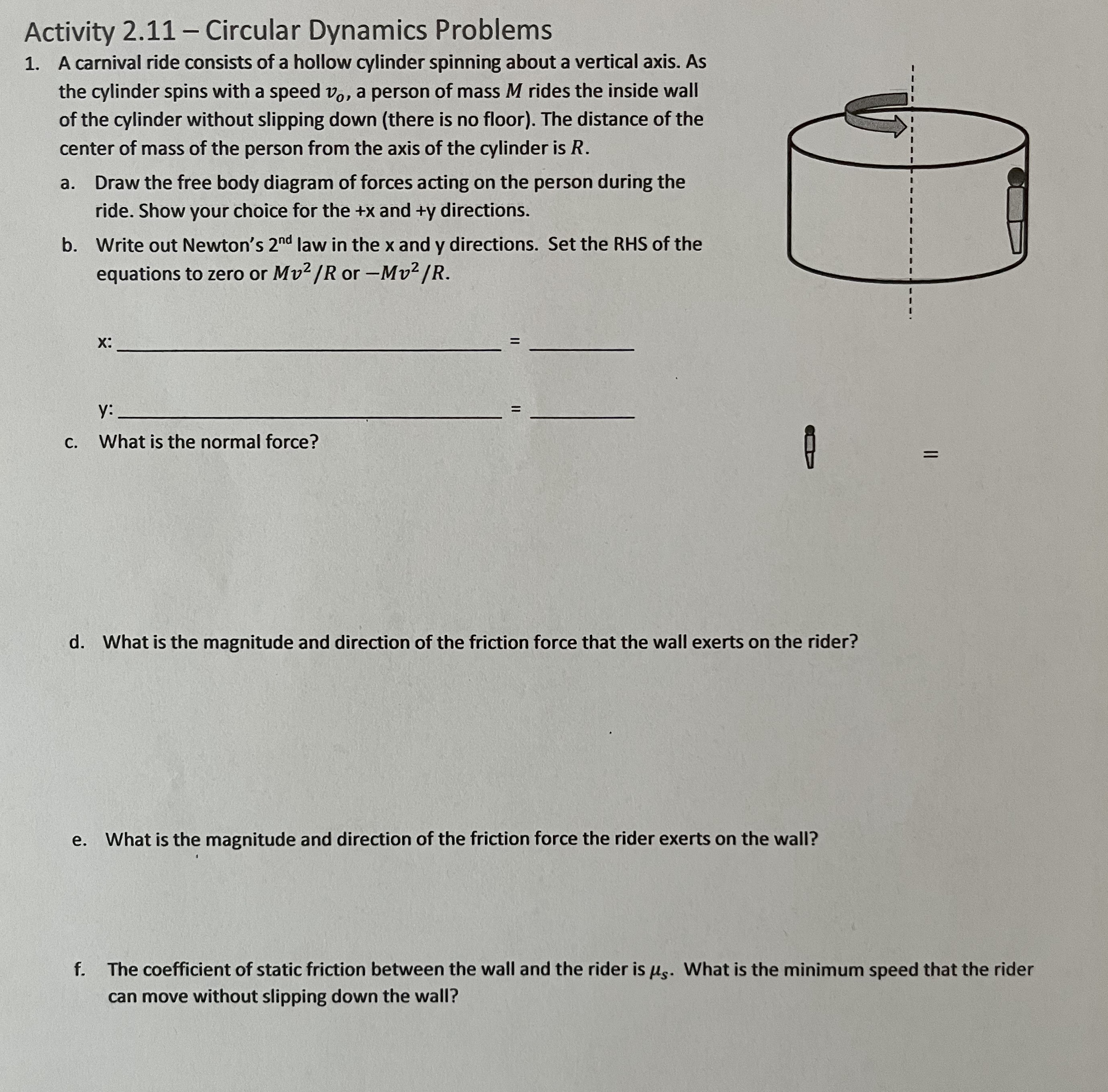 Solved equations to zero or Mv2/R or −Mv2/R. x: = y: = c. | Chegg.com