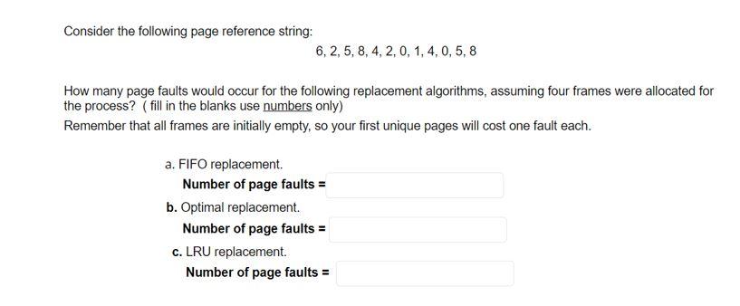 Solved Consider the following page reference string: | Chegg.com