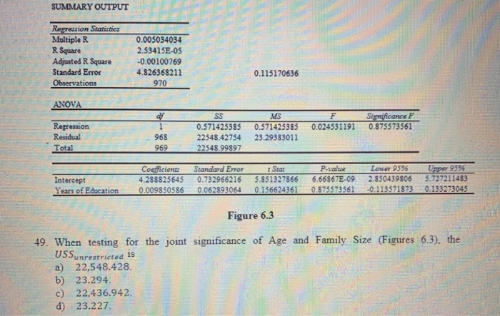 Solved SUMMARY OUTPUT Multiple R R Square Adjusted R Square0 | Chegg.com