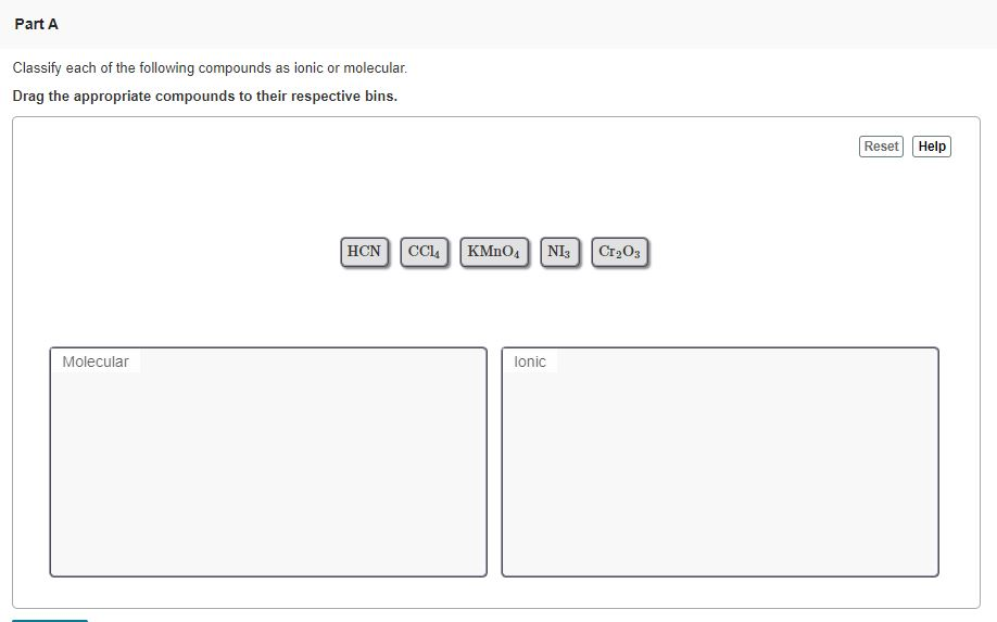 Solved Part A Classify each of the following compounds as | Chegg.com