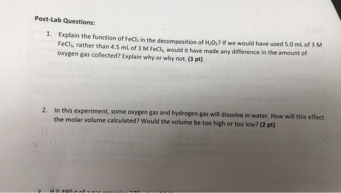 Solved Post-Lab Questions: 1. Explain the function of FeCl; | Chegg.com