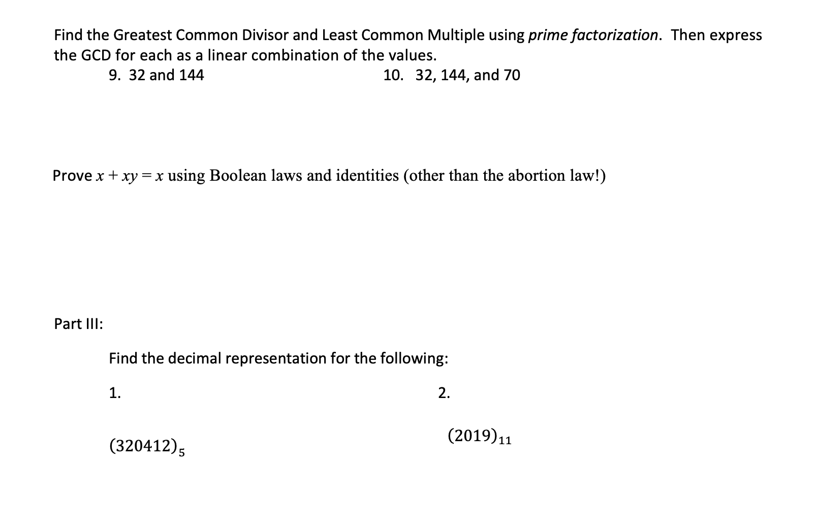 Solved Find the Greatest Common Divisor and Least Common | Chegg.com