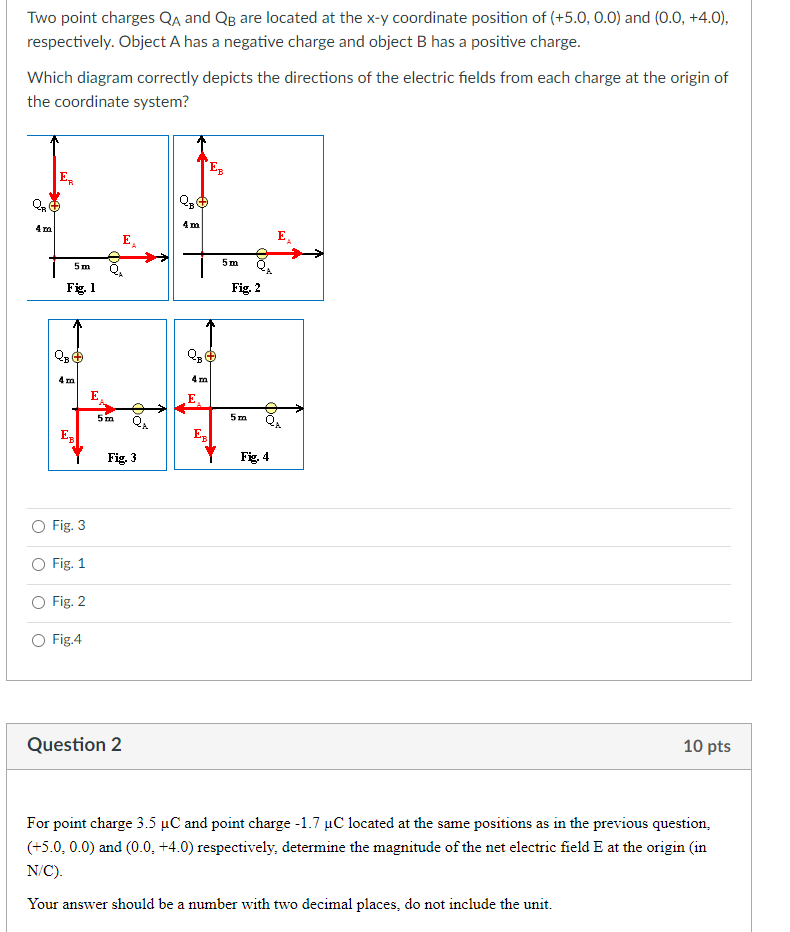 Solved Two Point Charges Qa And Qb Are Located At The X−y 
