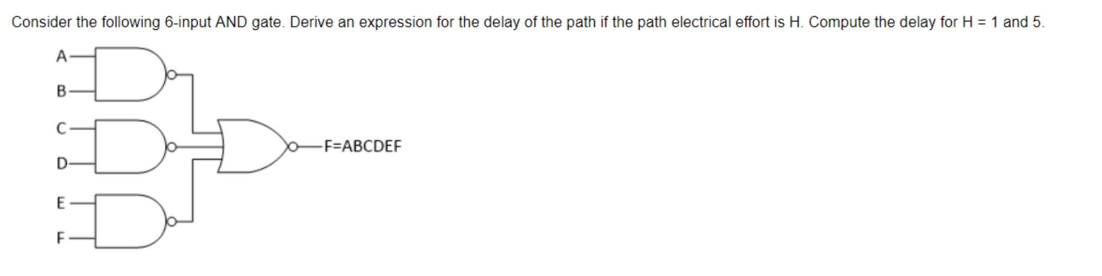 Consider the following 6-input AND gate. Derive an | Chegg.com