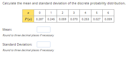 Solved Calculate the mean and standard deviation of the | Chegg.com