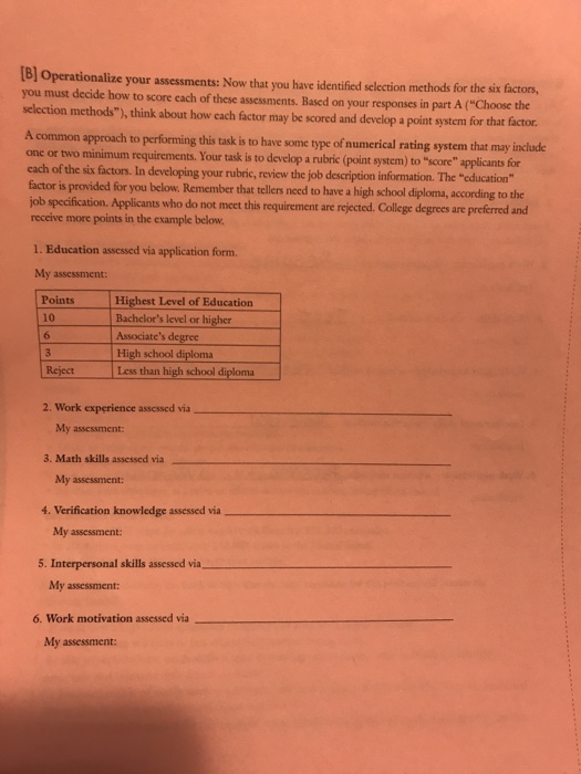 Solved Employee Selection Exercise A] Choose the selection | Chegg.com