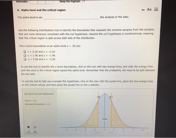 Solved Attempts Keep the Highest 3. Alpha level and the | Chegg.com