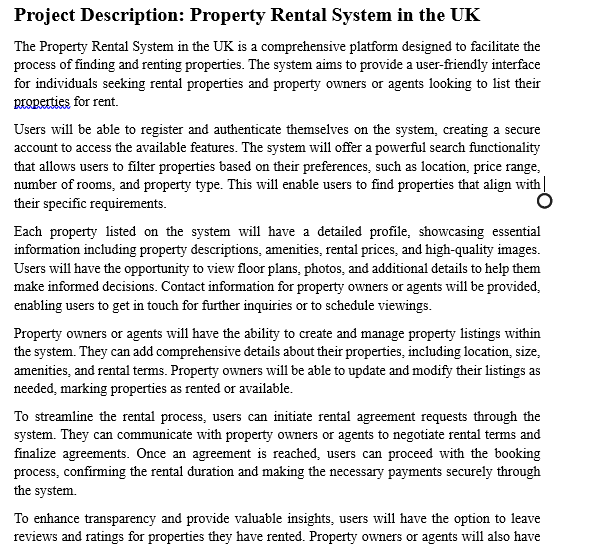 Solved Project Description: Property Rental System in the UK | Chegg.com