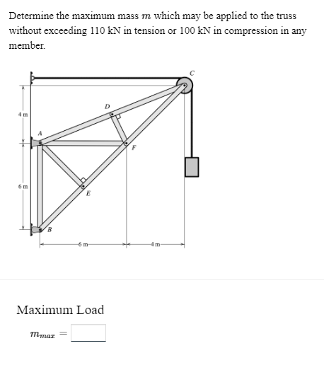 Solved Determine the maximum mass m which may be applied to | Chegg.com