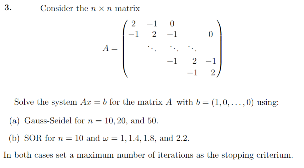 Solved 3. Consider the n×n matrix | Chegg.com