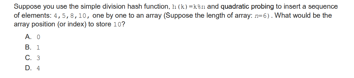 Solved Suppose you use the simple division hash function, h | Chegg.com