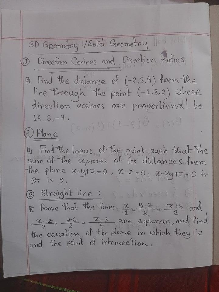 Solved CON 3D Geometry / Solid Geometry ④ Direction Cosines | Chegg.com
