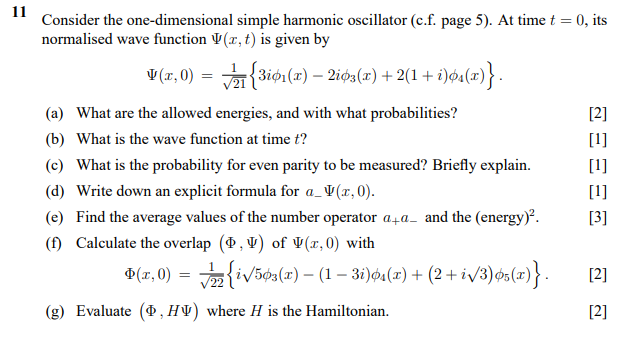 Solved 11 Consider the one-dimensional simple harmonic | Chegg.com