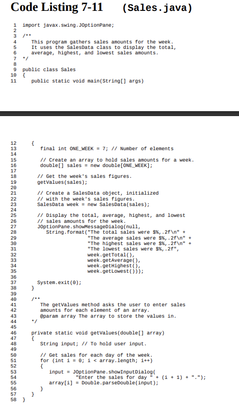 Solved Code Listing 7-11 1 import javax.swing.JOptionPane; | Chegg.com