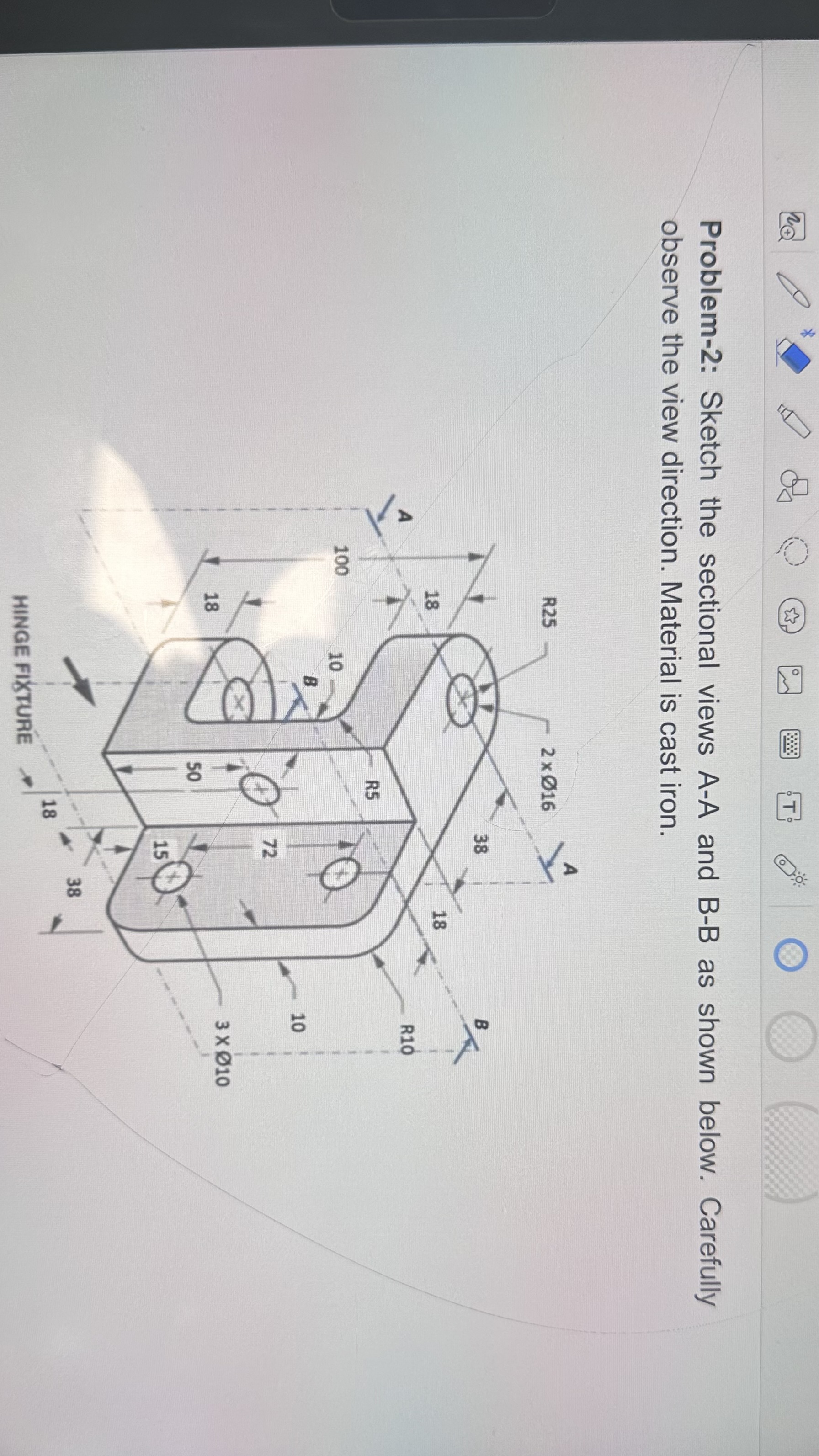 Problem-2: Sketch the sectional views A-A and B-B as | Chegg.com