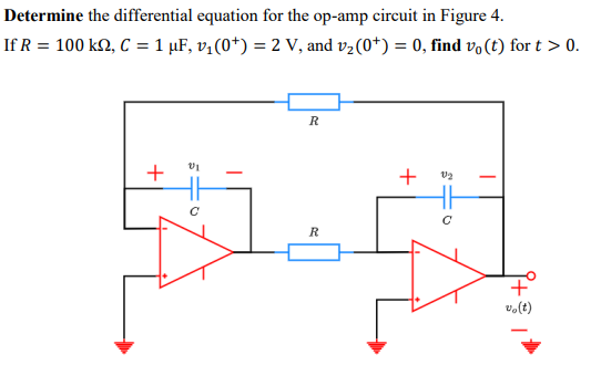 Solved Determine the differential equation for the op-amp | Chegg.com