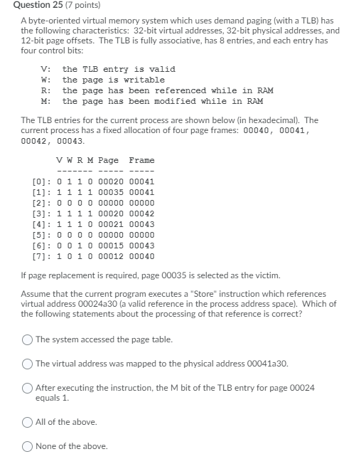 Solved Abyte-oriented virtual memory system which uses | Chegg.com