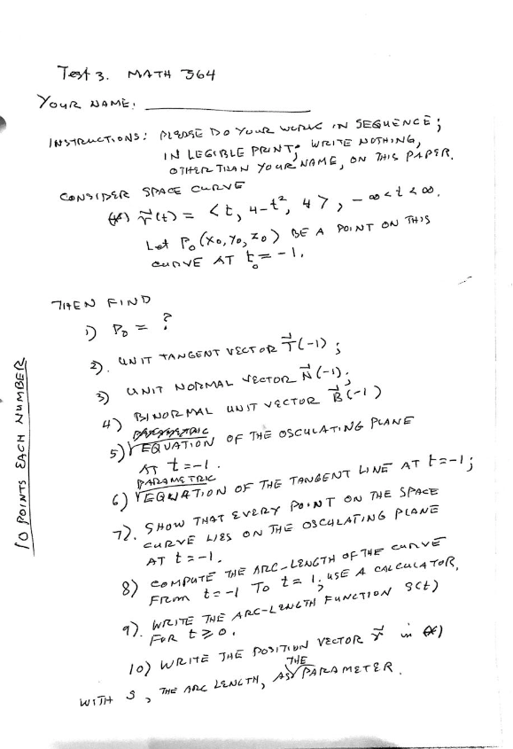 Solved Test 3. MATH 364 Your NAME: INSTRUCTIONS: PLEASE DO | Chegg.com
