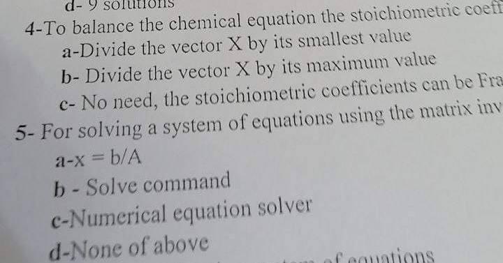 4-To balance the chemical equation the stoichiometric | Chegg.com