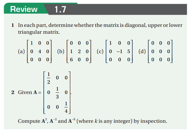Solved 1 In Each Part Determine Whether The Matrix Is 