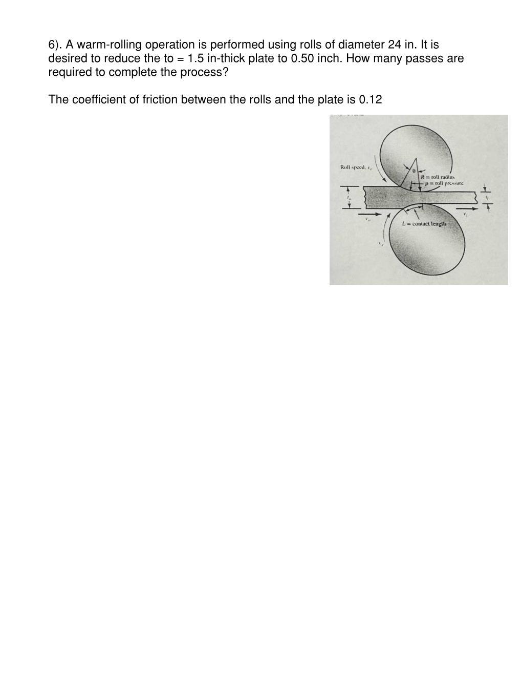 Solved 6). A warm-rolling operation is performed using rolls | Chegg.com