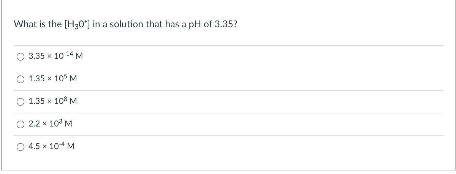 Solved What is the [H3O+] in a solution that has a pH of | Chegg.com