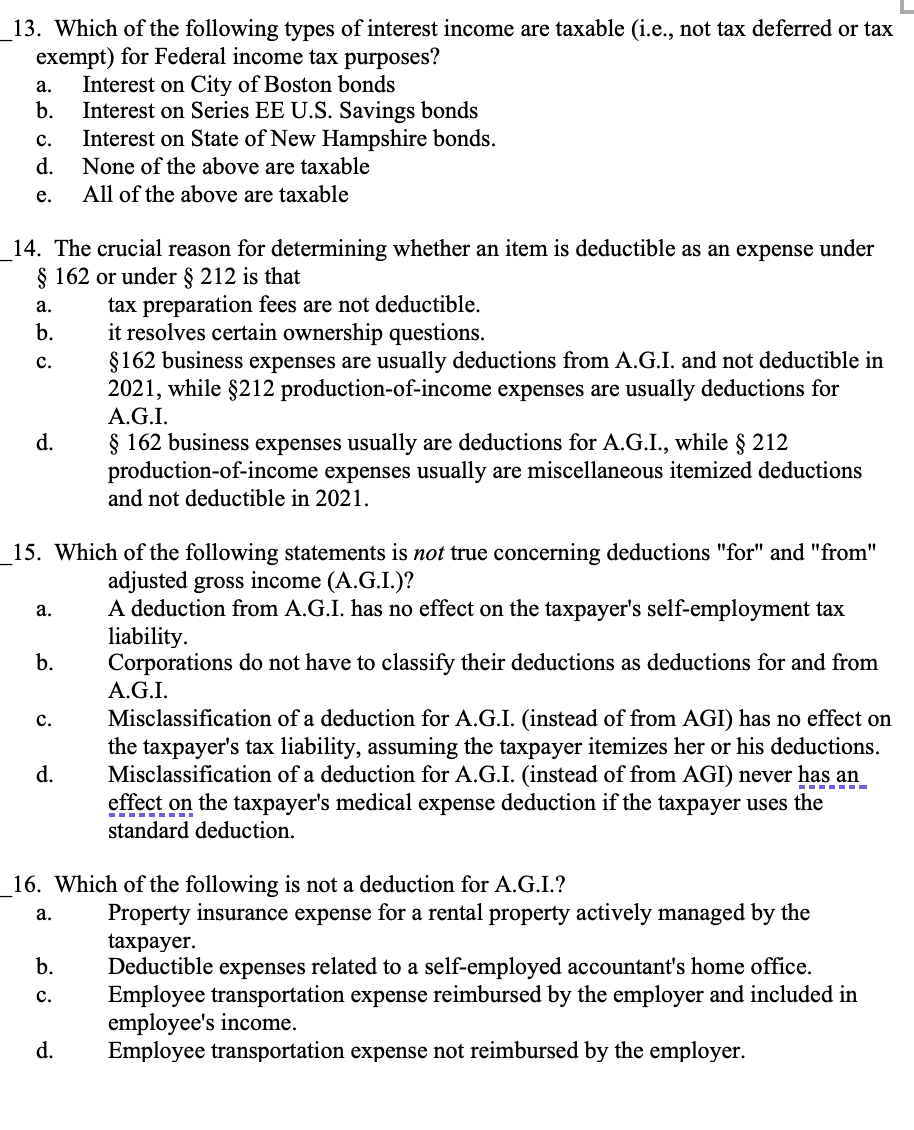 Solved a. 13. Which of the following types of interest | Chegg.com