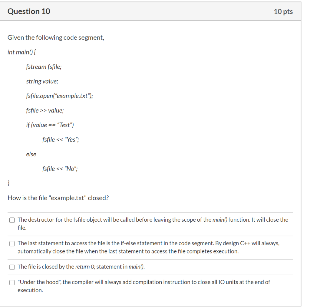 Solved Question 1 10 pts For reading from and writing to | Chegg.com