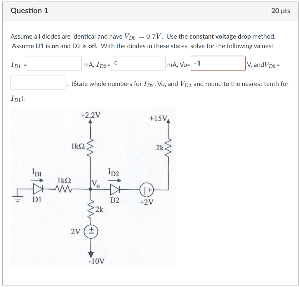 Solved Assume all diodes are identical and have VD0=0.7 V. | Chegg.com