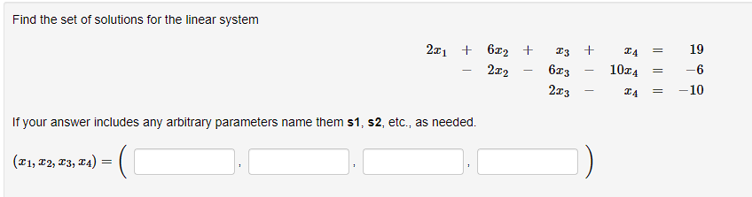 Solved Find the set of solutions for the linear system | Chegg.com