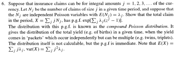 Solved 6. Suppose that insurance claims can be for integral | Chegg.com