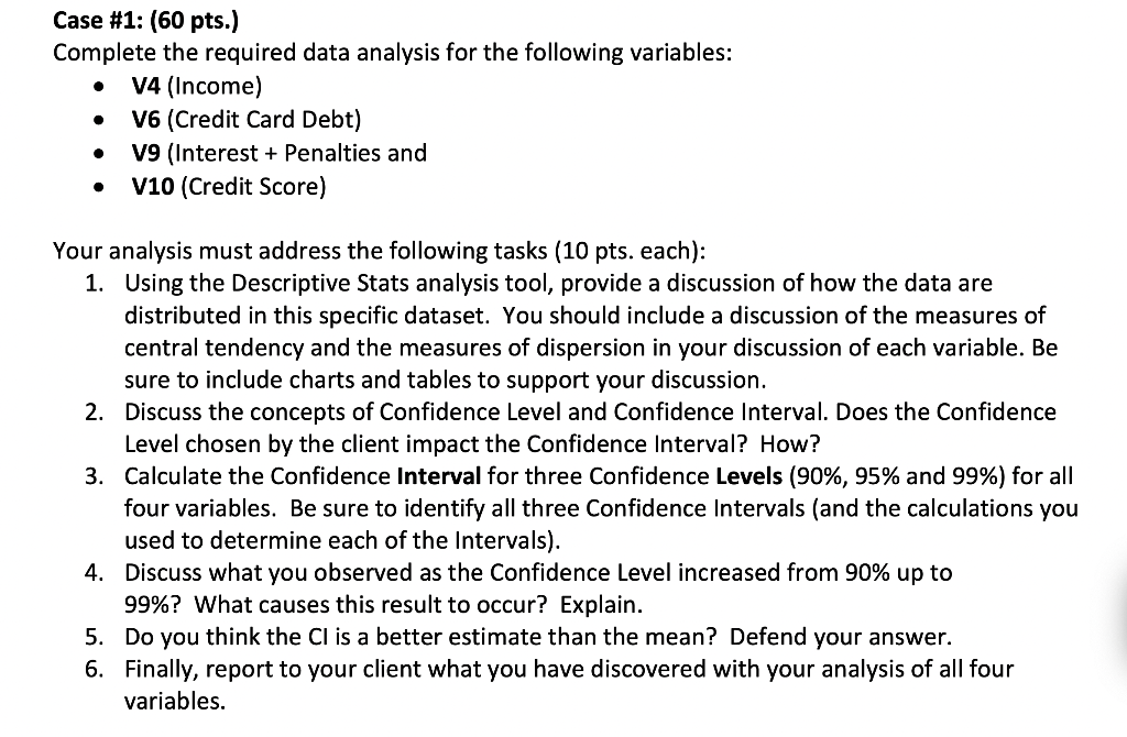 Solved Case \#1: (60 pts.) Complete the required data | Chegg.com