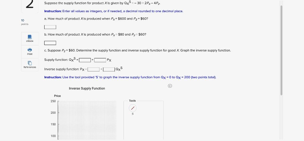 Solved 2 Suppose the supply function for product X is given | Chegg.com