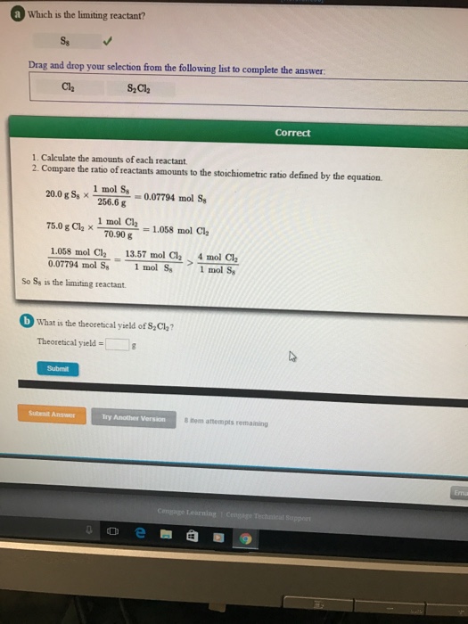 Solved Which is the limiting reactant? S_s Calculate dies | Chegg.com