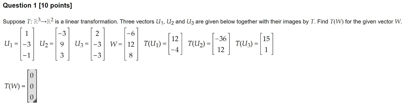 Solved Suppose T:R3→R2 is a linear transformation. Three | Chegg.com